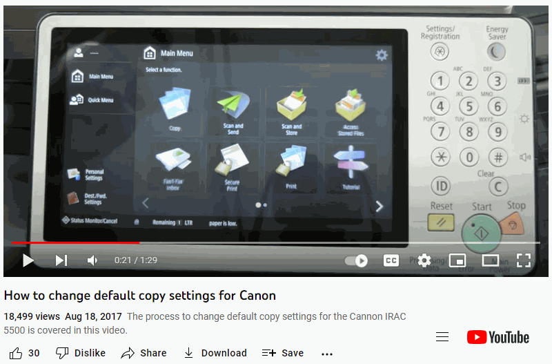 Canon imageRUNNER Copier Common Default settings | MyRefurbishedCopier